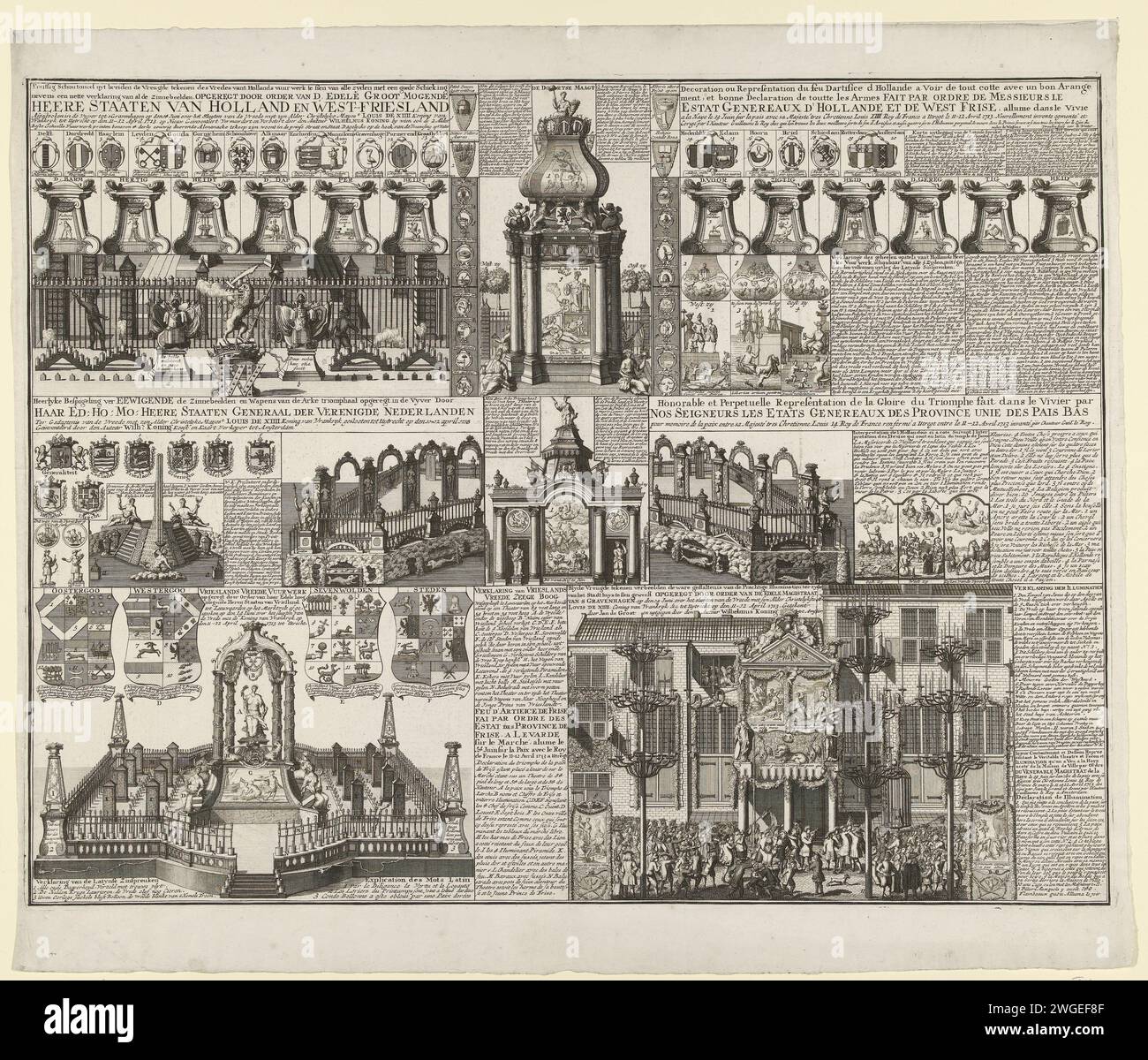 Overview of the fireworks in different places at the celebration of the ...