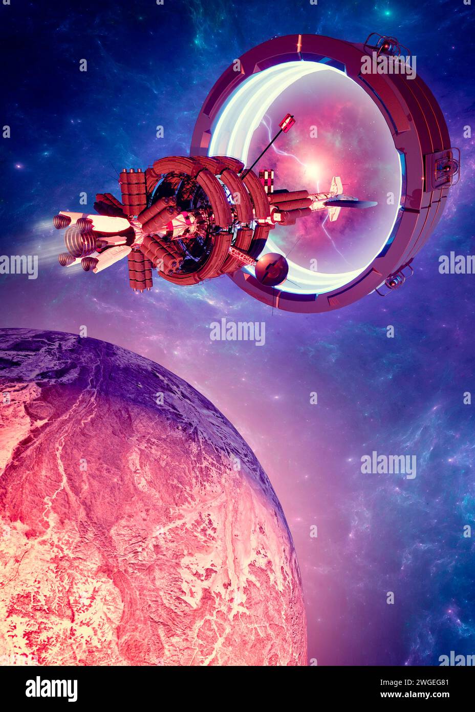 Interstellar travel and dimensional portals, spaceships exploring new planets and space-time ...