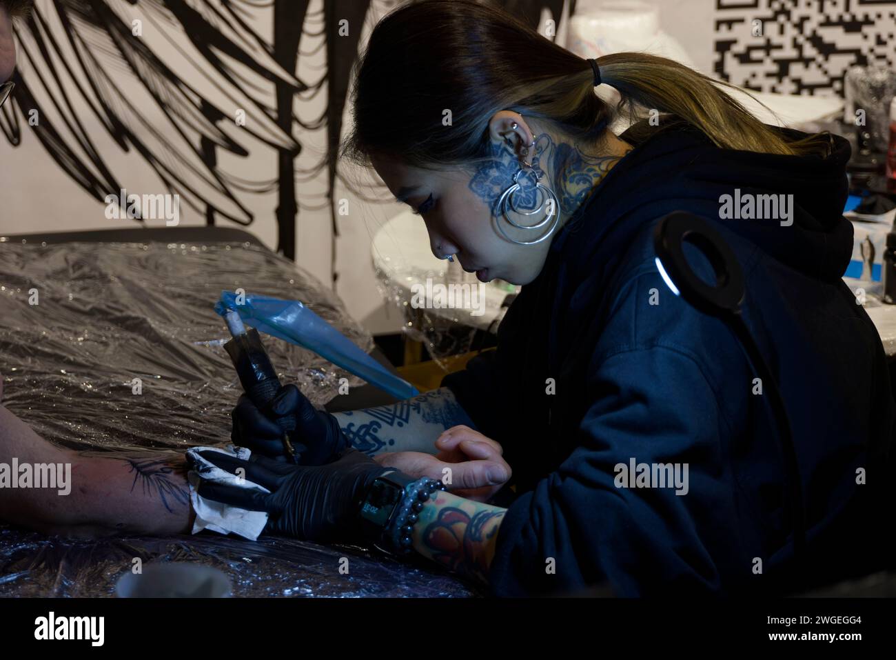 Paris, France. 2nd Feb, 2024. Tattoo artist, Chapta (United Kingdom ...