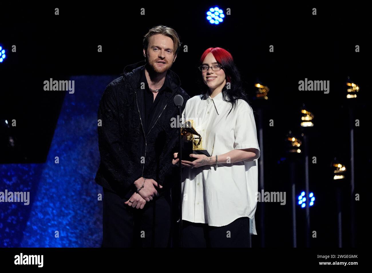 Finneas, left, and Billie Eilish accept the award for best song written ... Finneas, left, and Billie Eilish accept the award for best song written ...
