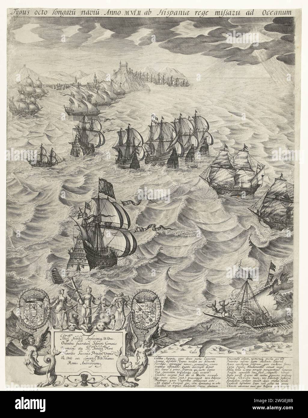 The destruction of the Spanish Galien off the Flemish coast (left sheet ...