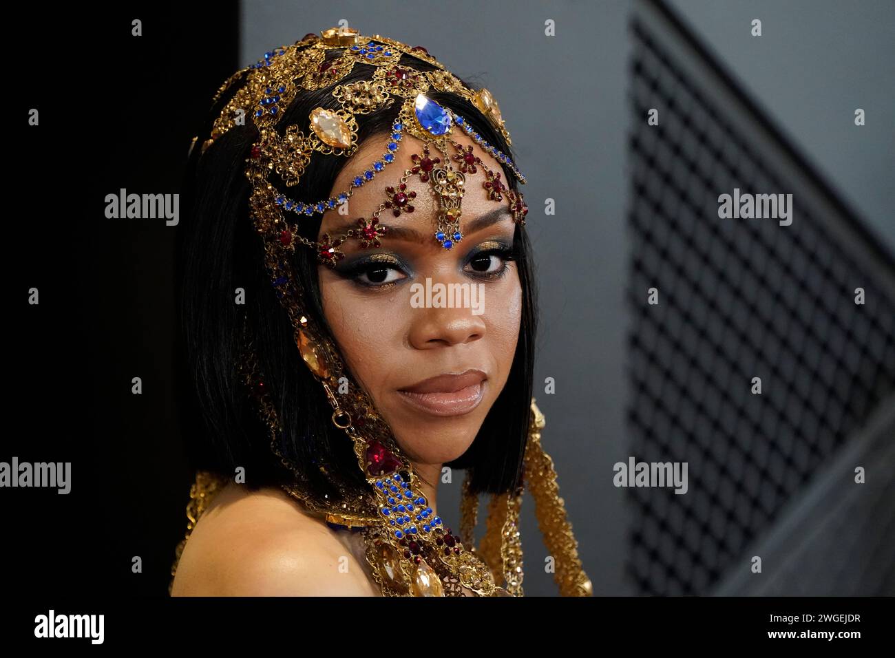 Angela V. Benson arrives at the 66th annual Grammy Awards on Sunday ...