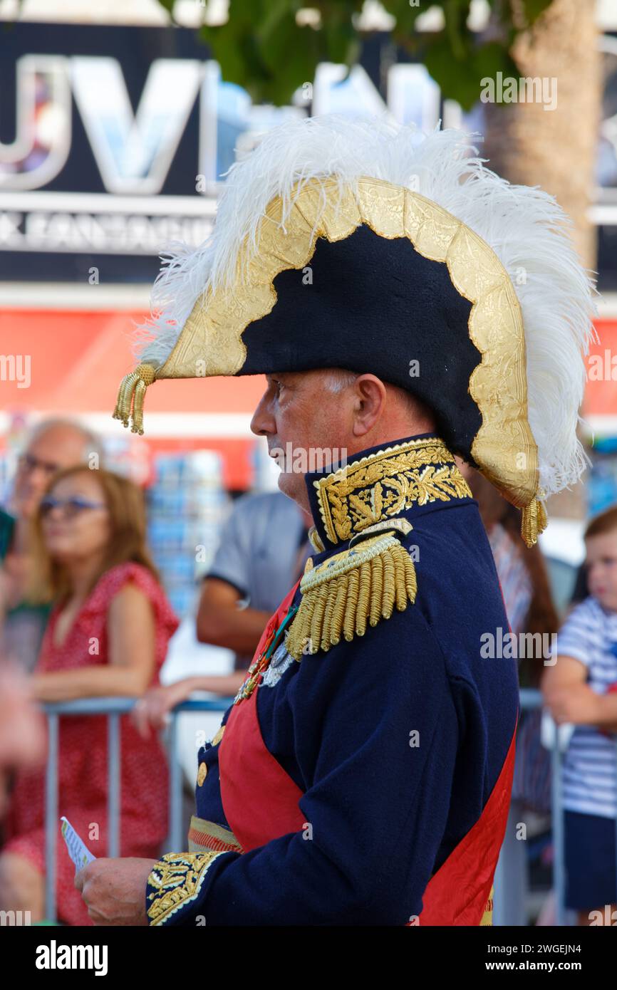 The reenactor dressed as Napoleonic soldier for celebration the ...