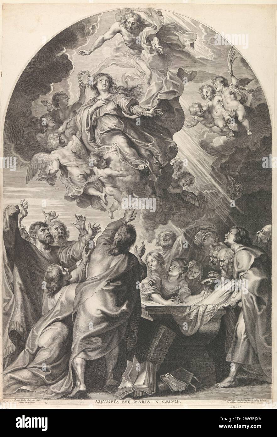 Ascension of Maria, Paulus Pontius, after Peter Paul Rubens, 1624 print This print is part of an ...