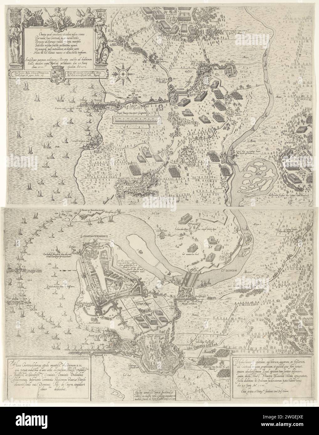 Siege and conquest of Geertruidenberg, 1593, 1593 print Map of the ...