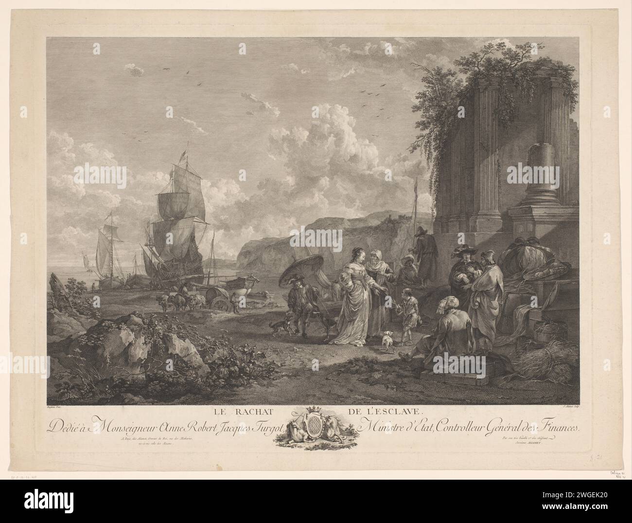 Relocation of a slave made in a landscape with ruin, Jacques Aliamet ...