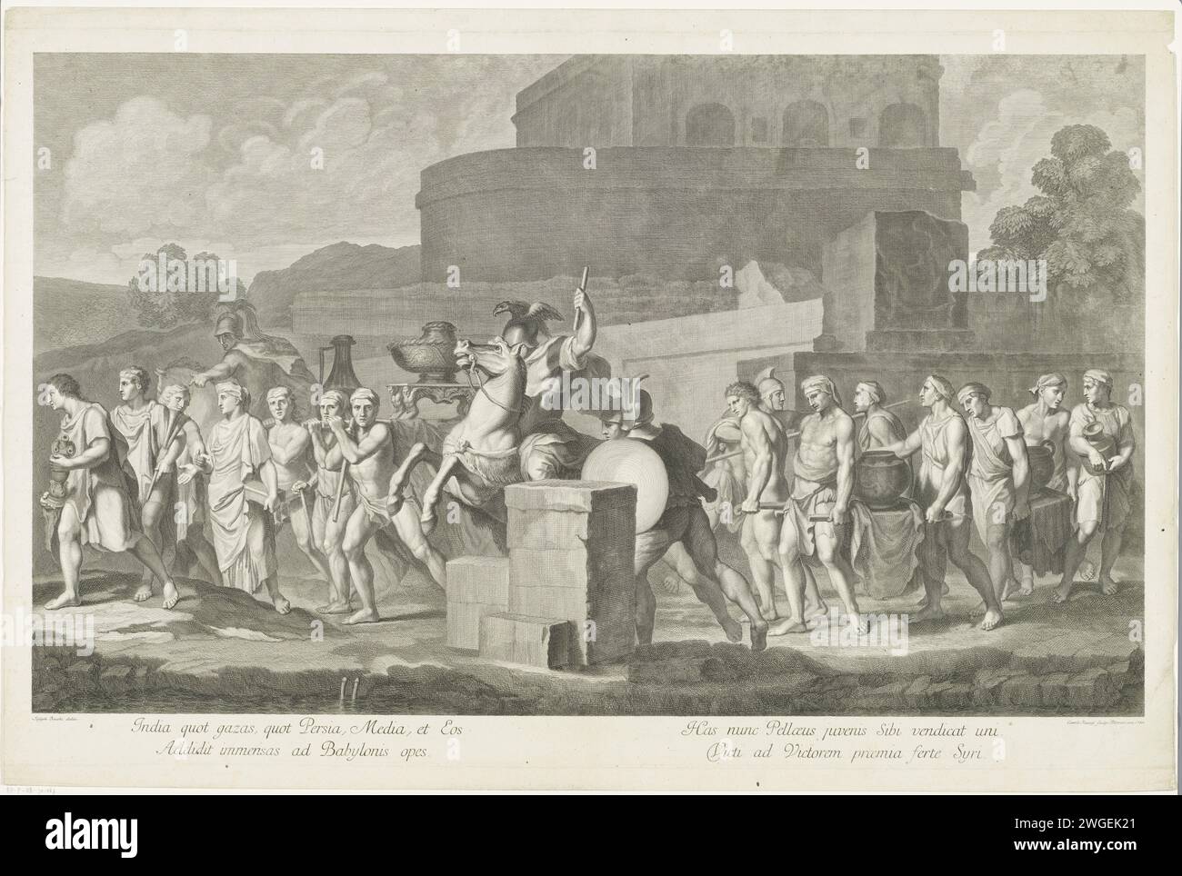 Parade of men with spoils of war, Carlo Faucci, After Giuseppe Zocchi ...