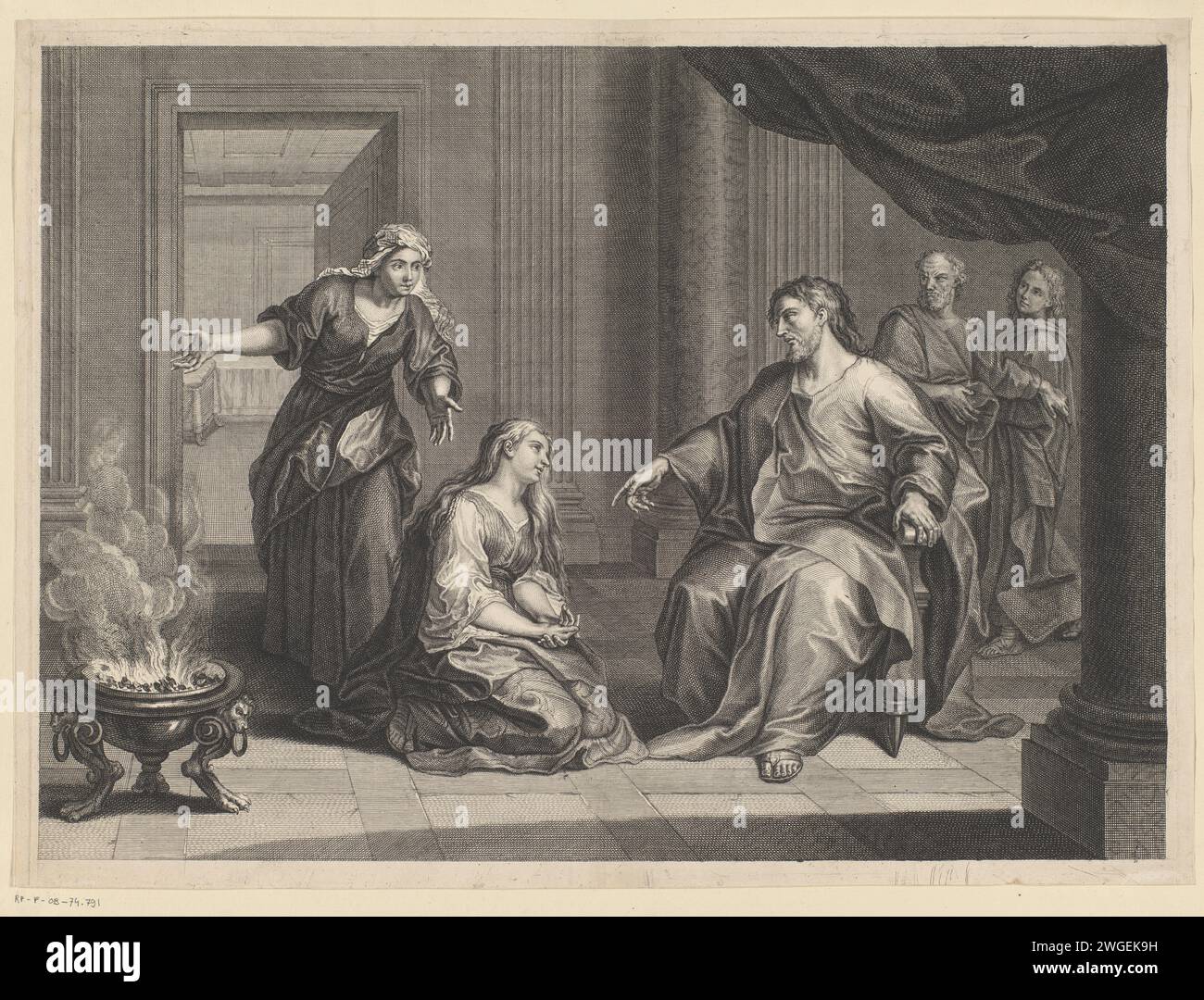 Christ with Martha and Maria, Louis Simonneau, after Antoine Coypel ...