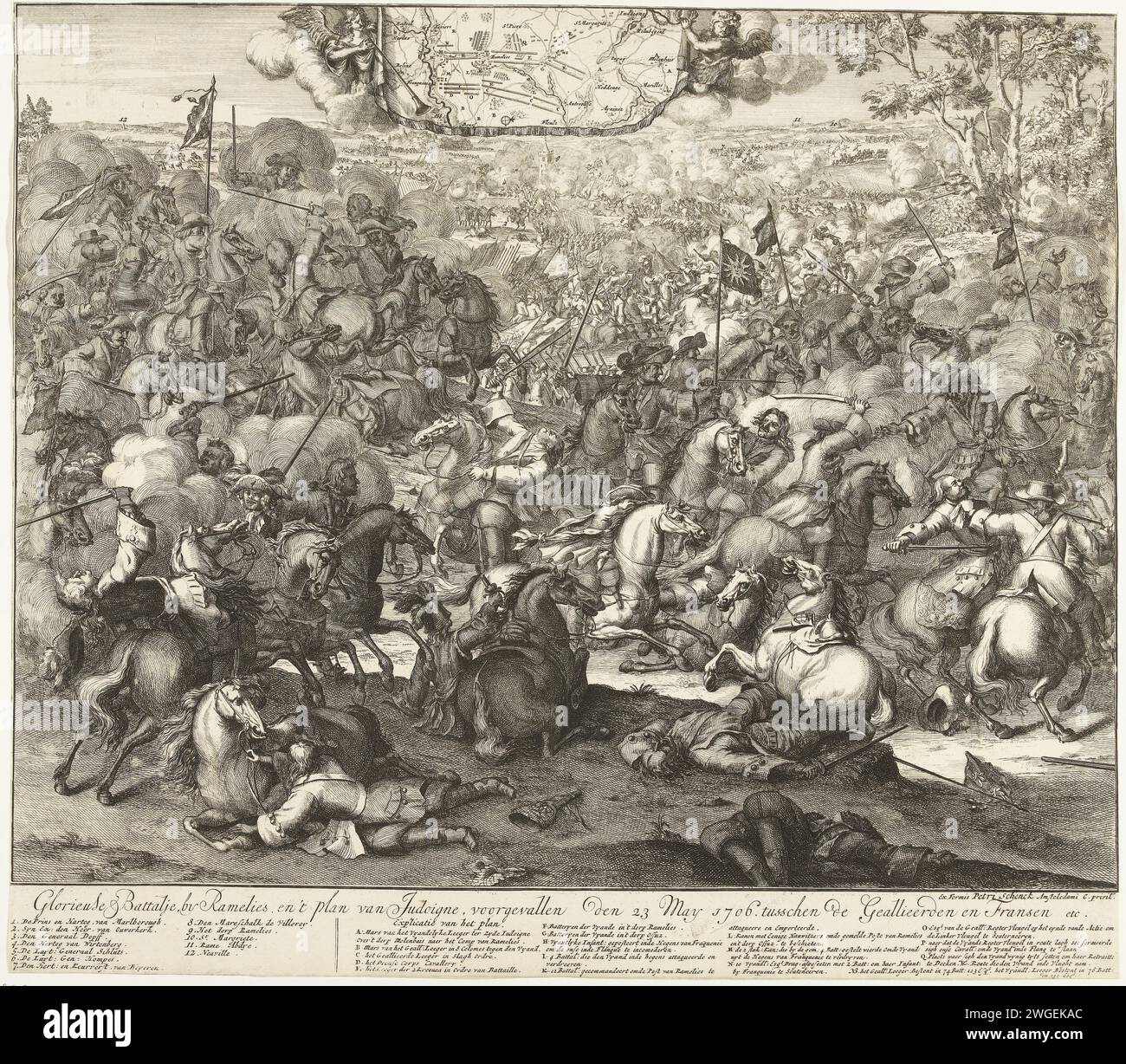 Battle of Ramillies, 1706, 1706 print Woest rider fight during the ...