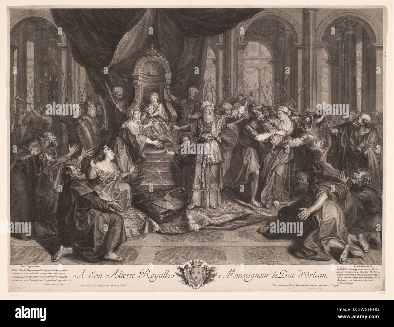 Caught by Queen Athalia, Jean Audran, After Antoine Coypel, 1704 - 1722 ...