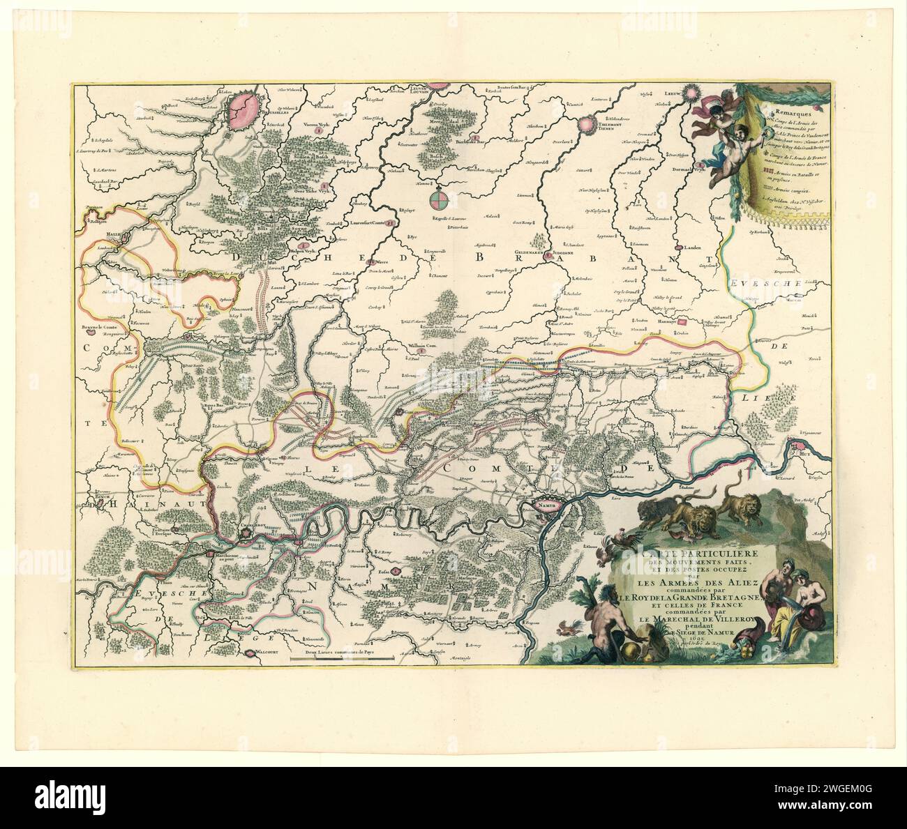 Map with the positions of the Allies and the French at the siege of ...