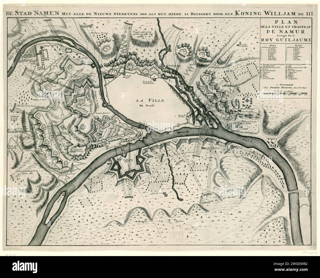 Map of the reinforcements of Namur at the siege in 1695, Anonymous ...
