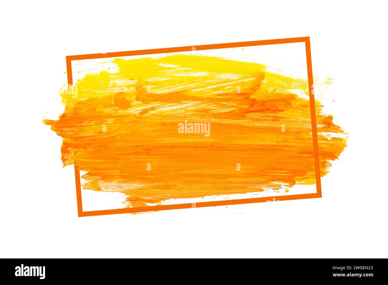 Abstract Artistic Acrylic Orange Brush Stroke in Frame Isolated on ...