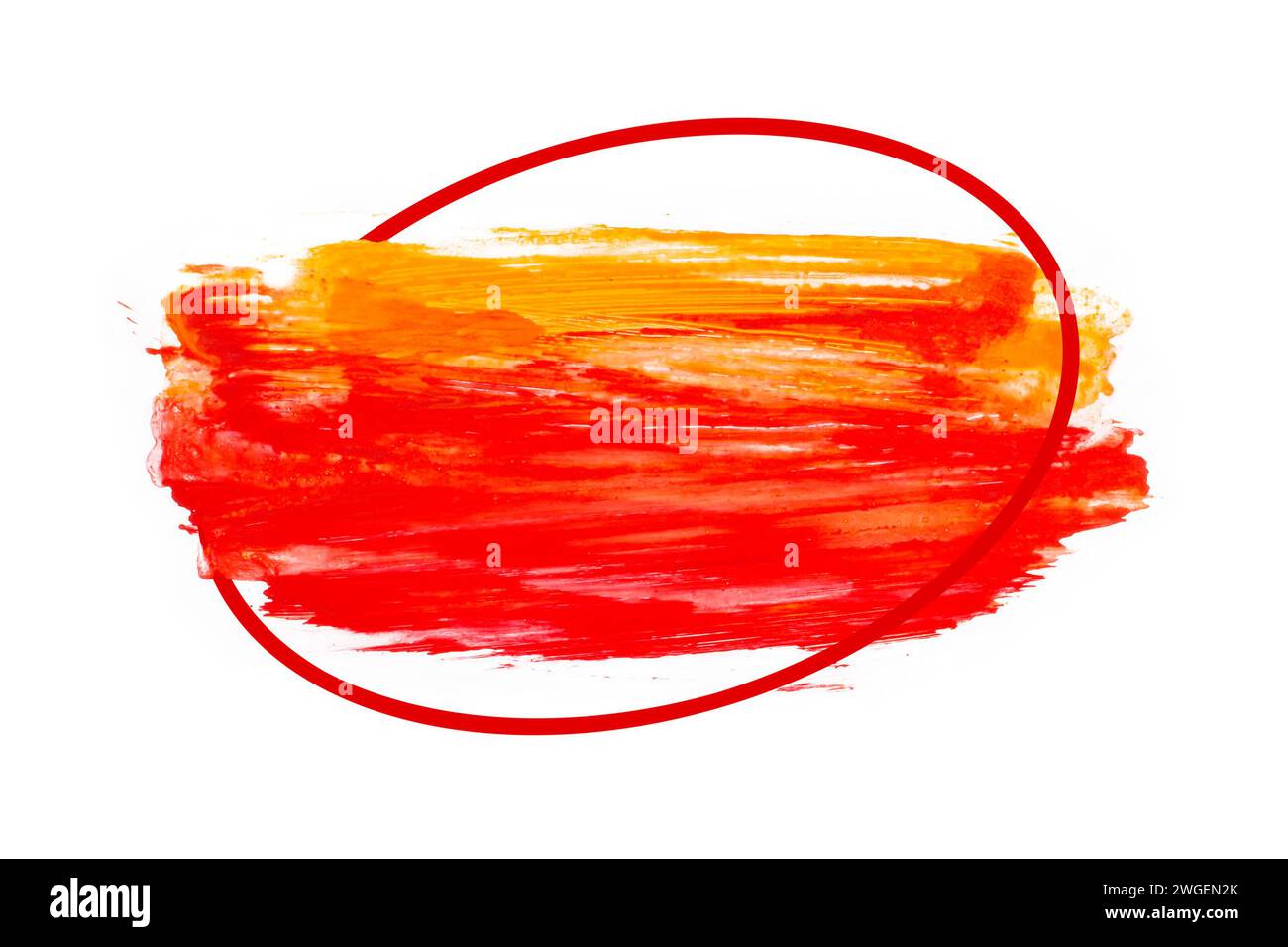 Abstract Artistic Acrylic Red and Orange Brush Stroke in Frame Isolated ...