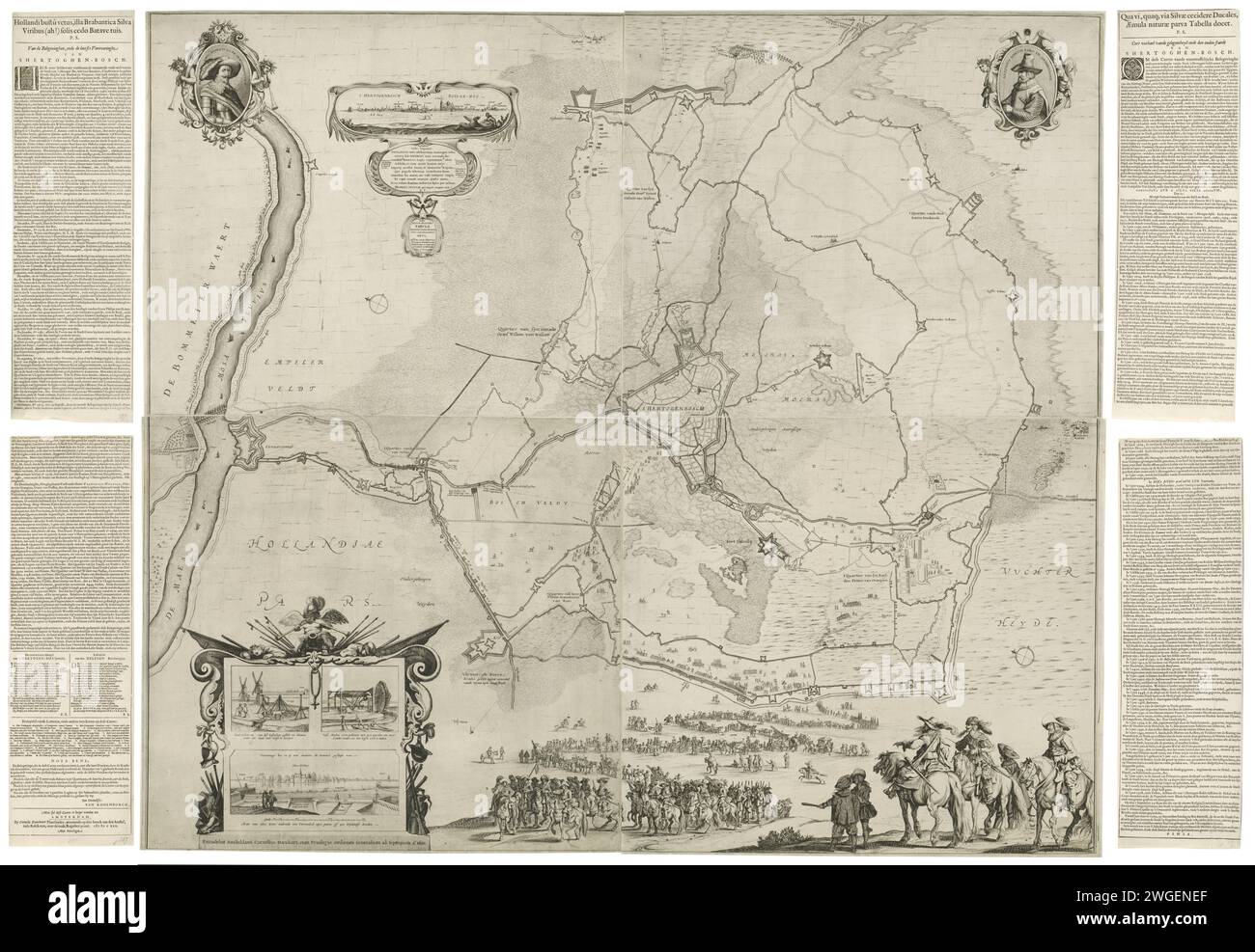 Large map with siege and intake of Den Bosch by Frederik Hendrik, 1629 ...