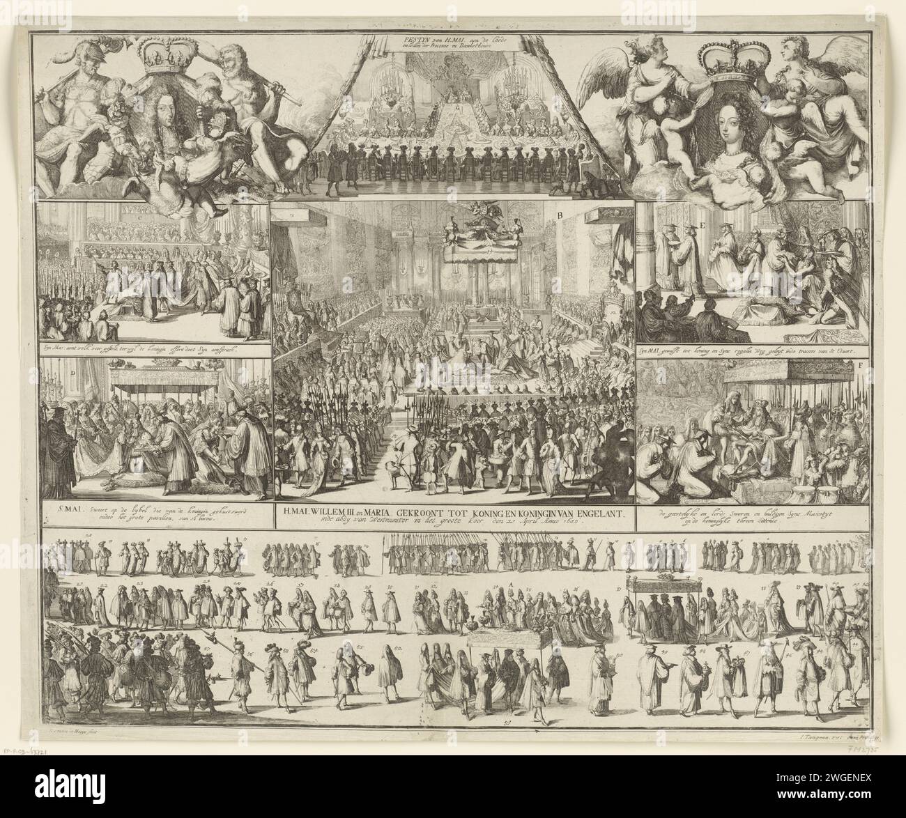 The coronation of Willem and Maria as king and queen of England, 1689 ...
