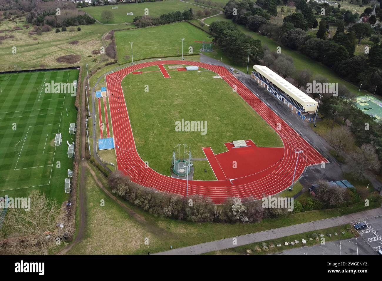 Athletics track stadium aerial hi-res stock photography and images - Alamy