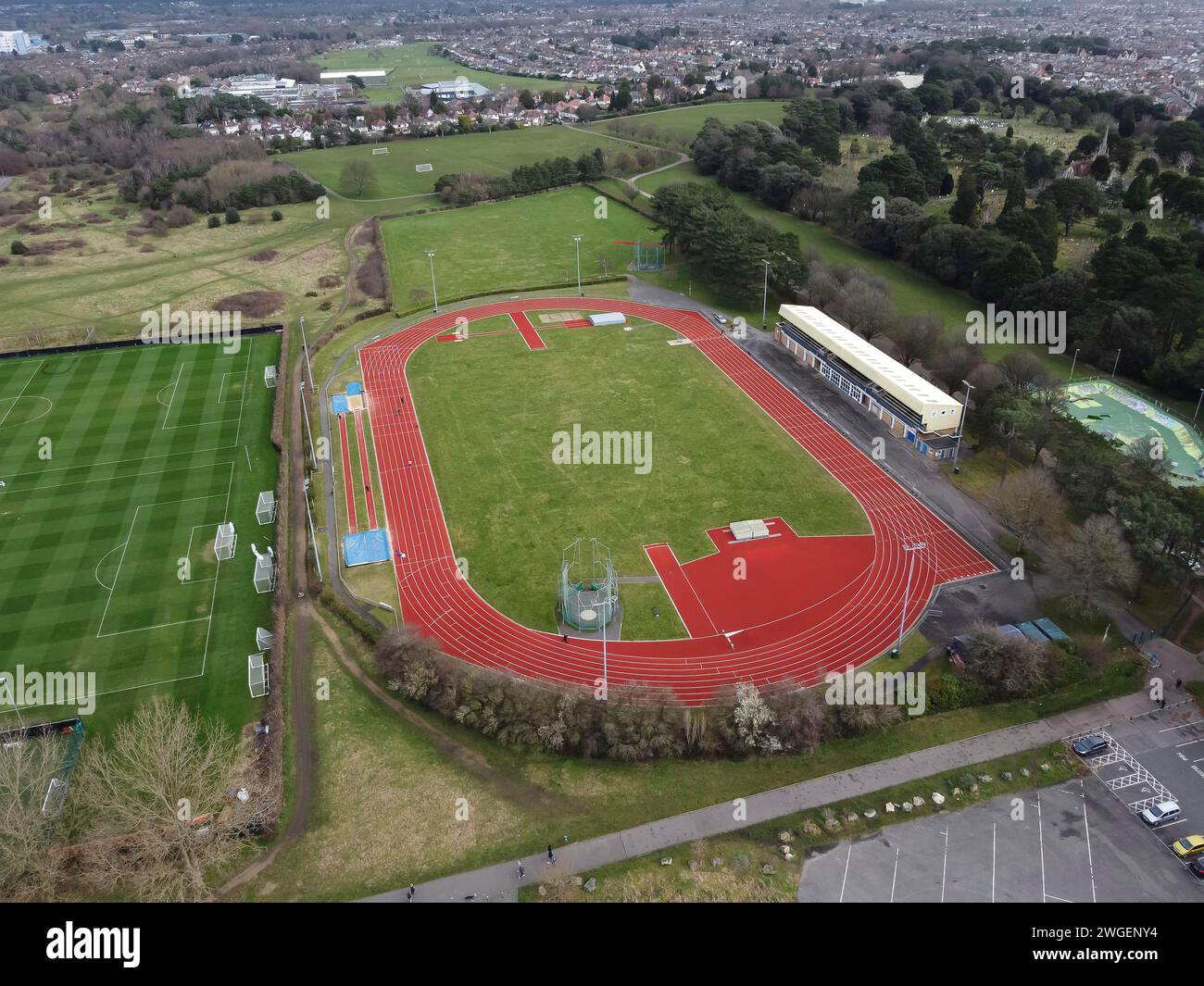 Athletics track stadium aerial hi-res stock photography and images - Alamy