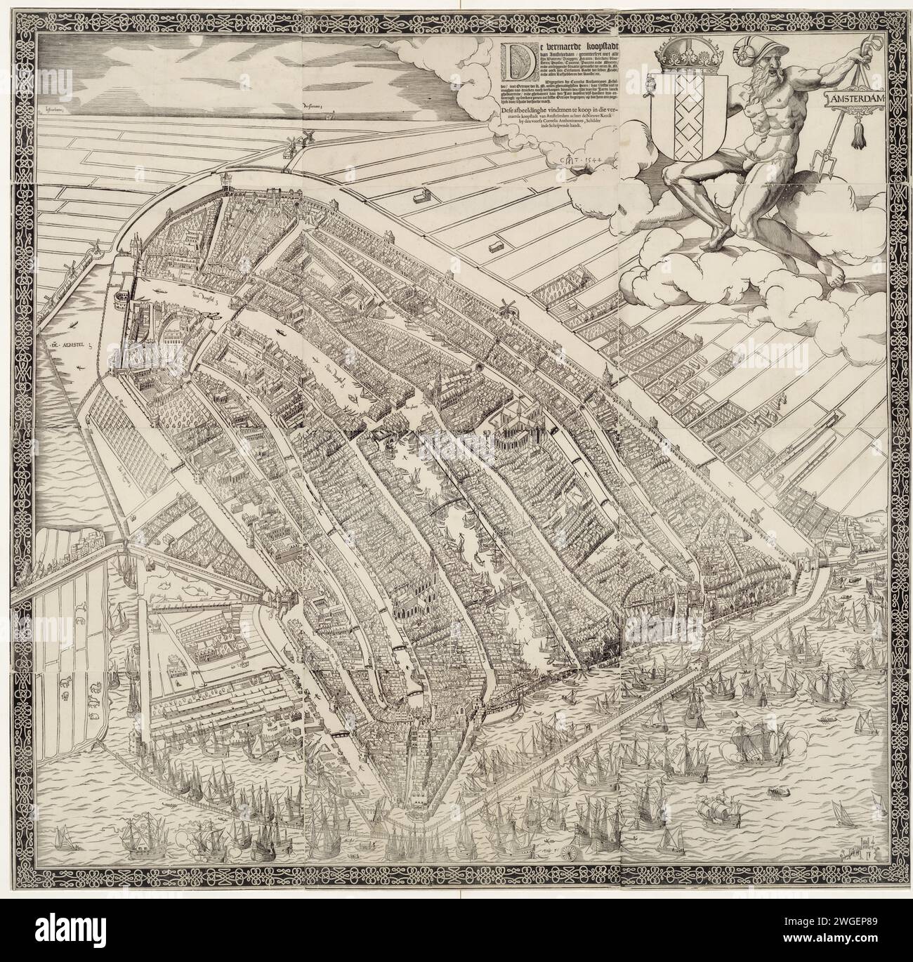 Map of Amsterdam, 1544, Cornelis Anthonisz., 1545 - 1553 print Map of ...