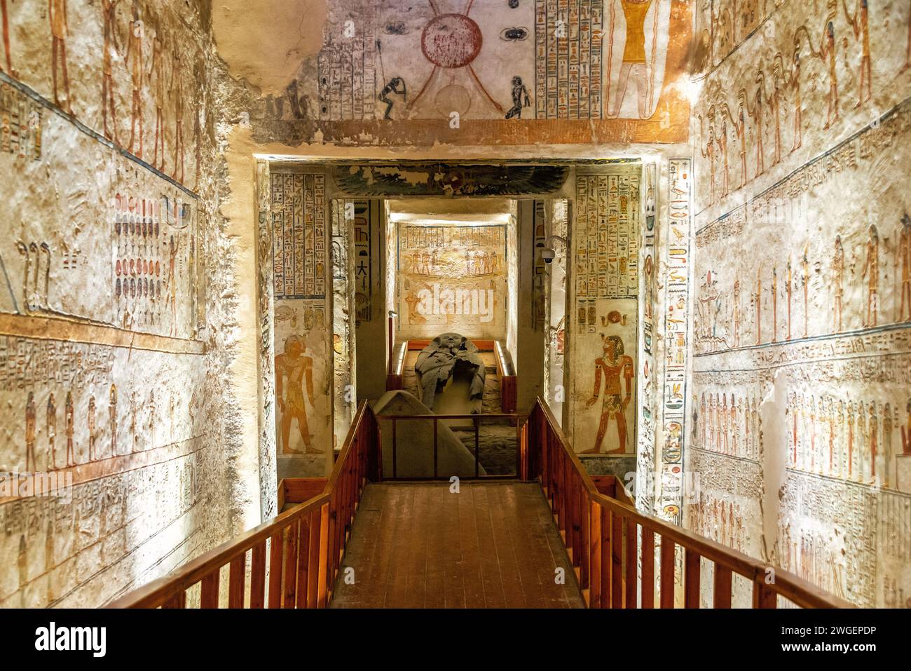 View of a coffin in the tomb of Ramesses V and VI in the Valley of the ...