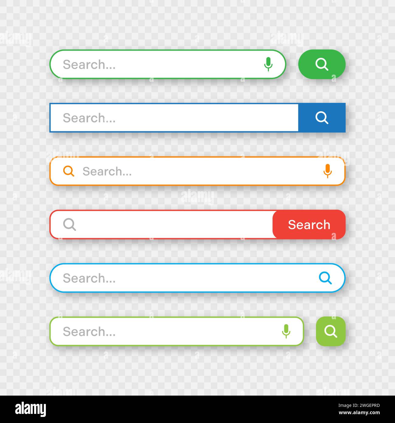 Colorful search bar templates. Internet browser engine with search box ...