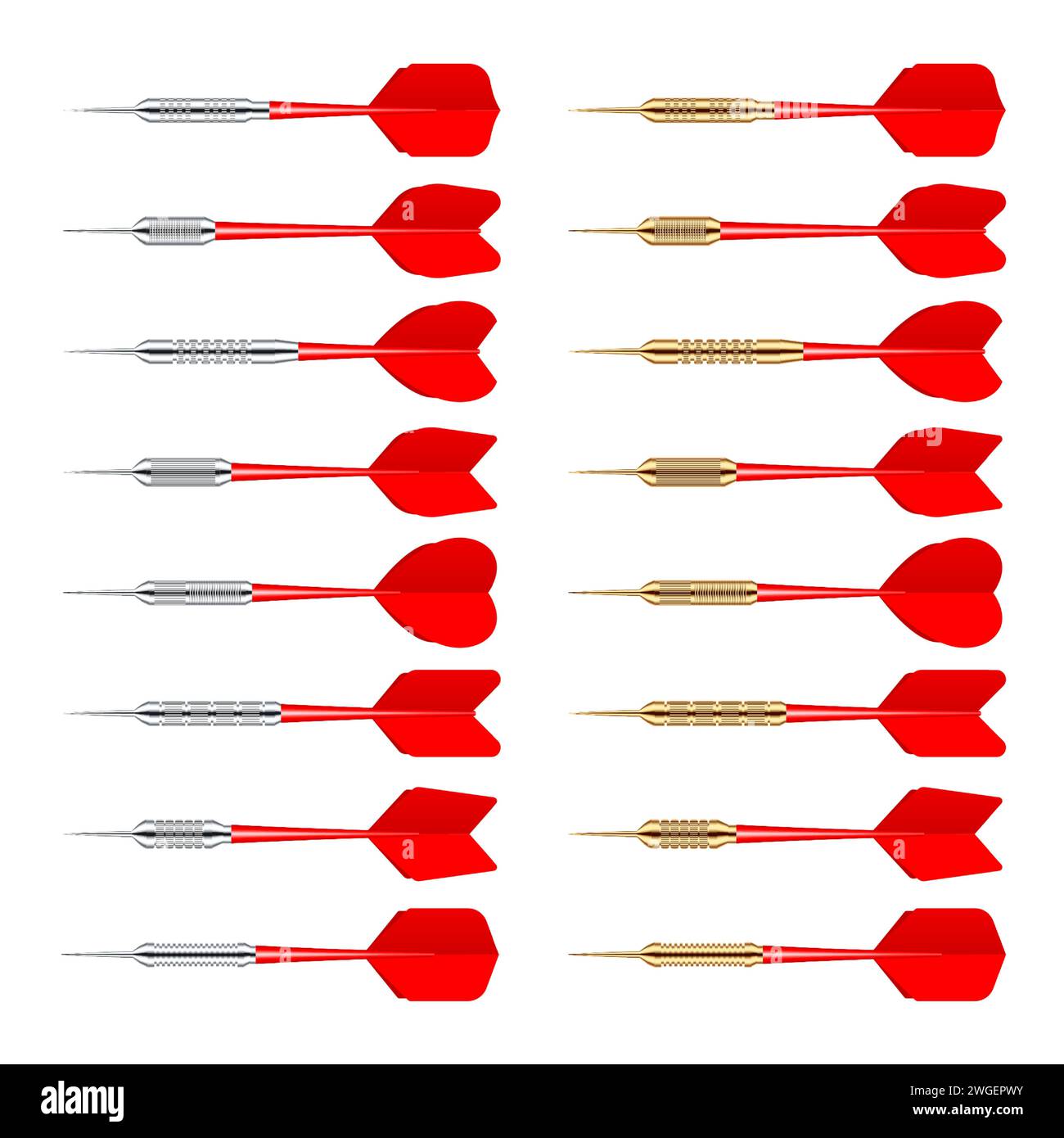 Red dart arrows with metal tip isolated on white background. Dart ...