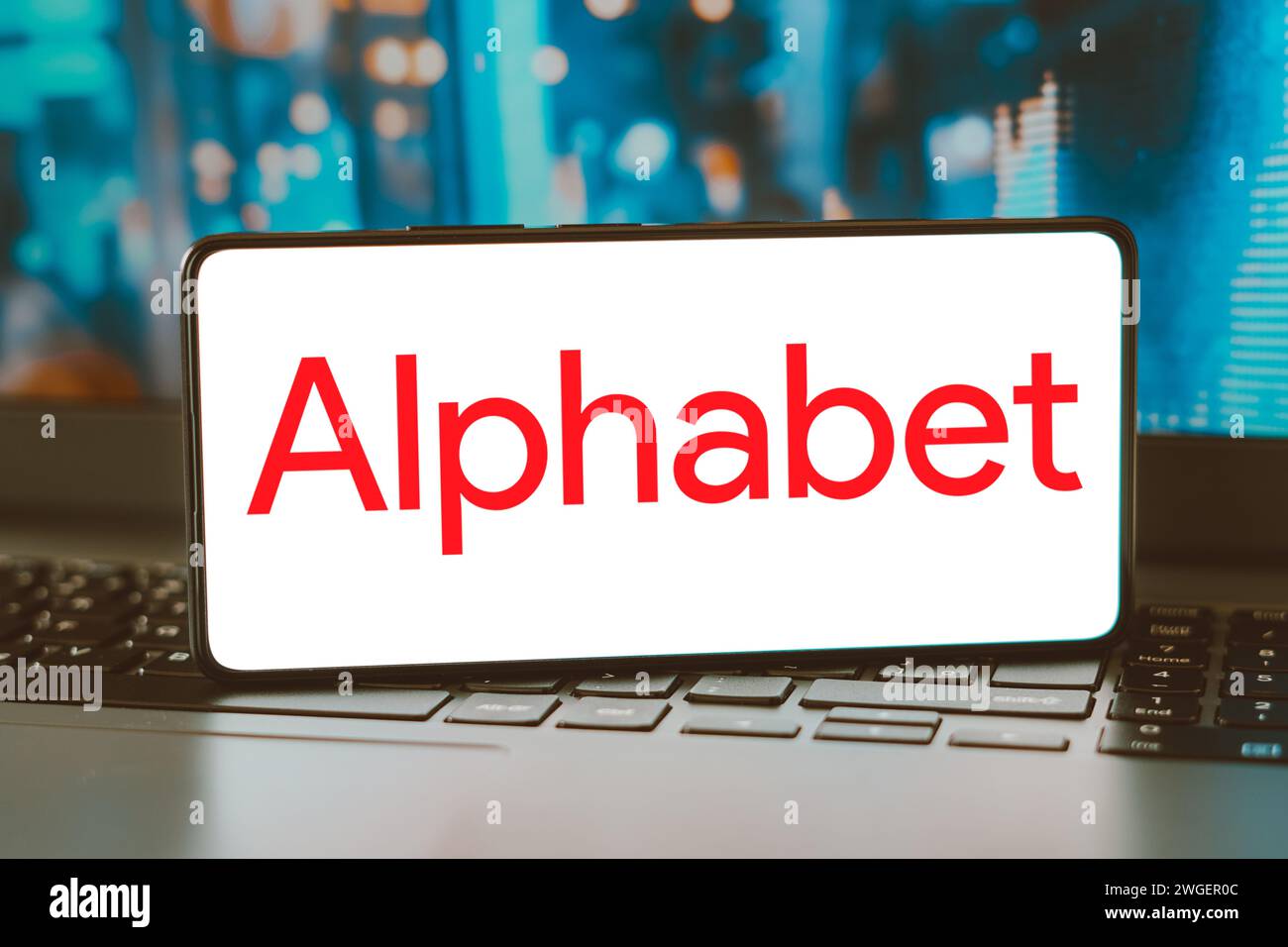In this photo illustration, the Alphabet Inc. logo is displayed on a ...