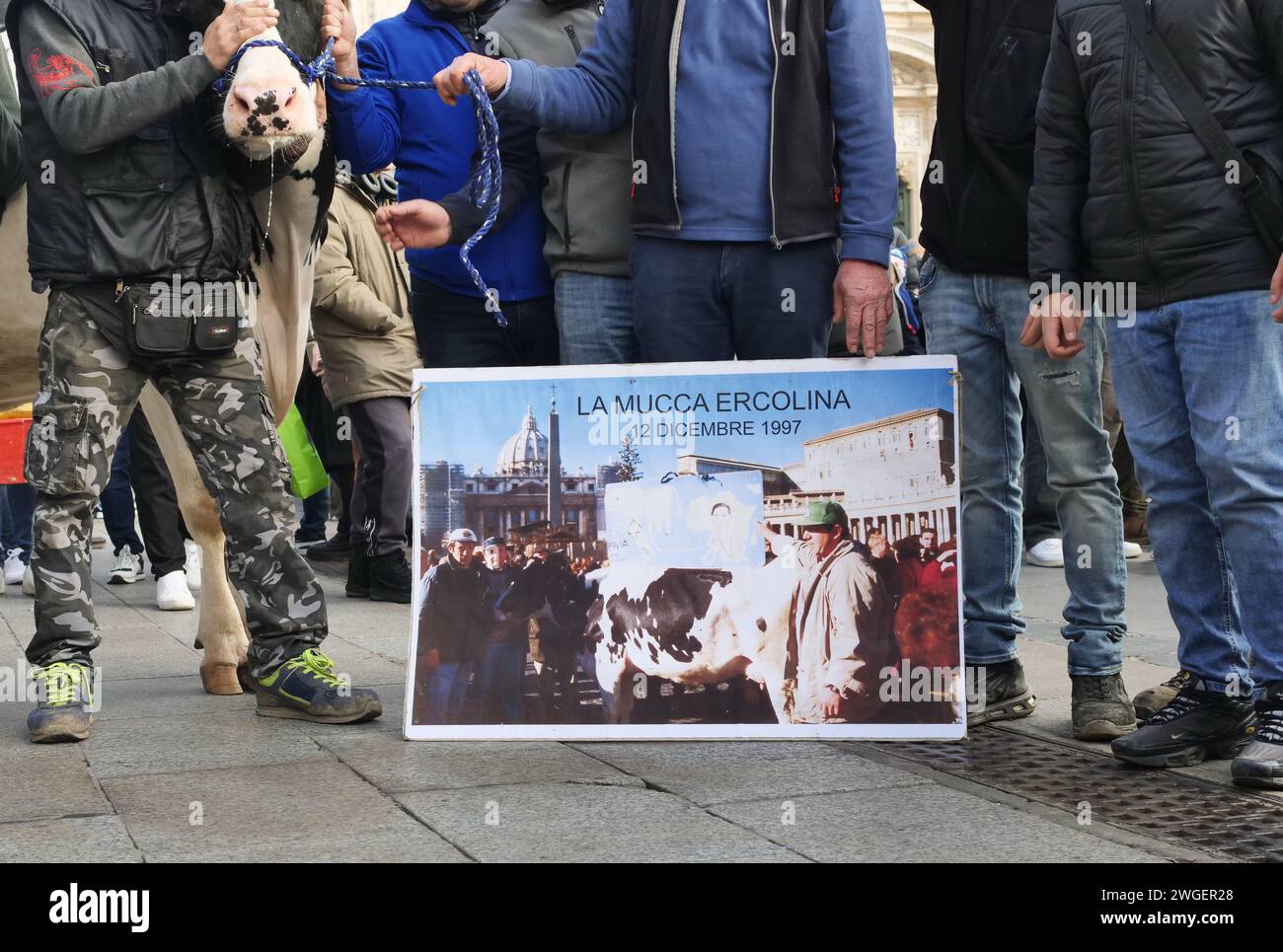 Milan, . 04th Feb, 2024. The picturesque farmers' protest against the ...