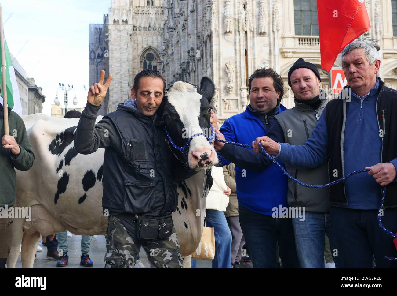 Milan, . 04th Feb, 2024. The picturesque farmers' protest against the ...