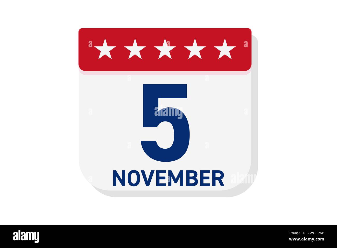 Elections reminder icon. Tear-off calendar with american star symbol ...