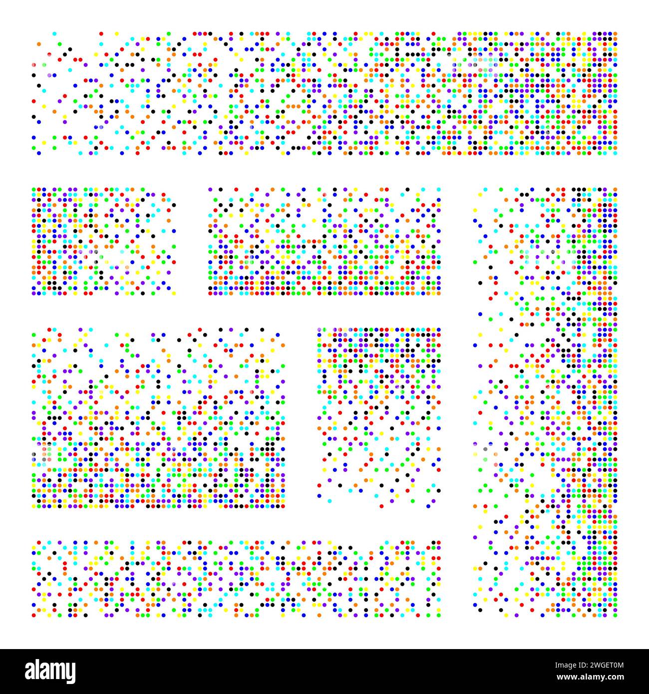 Pixel disintegration, decay effect. Various rectangular elements made ...