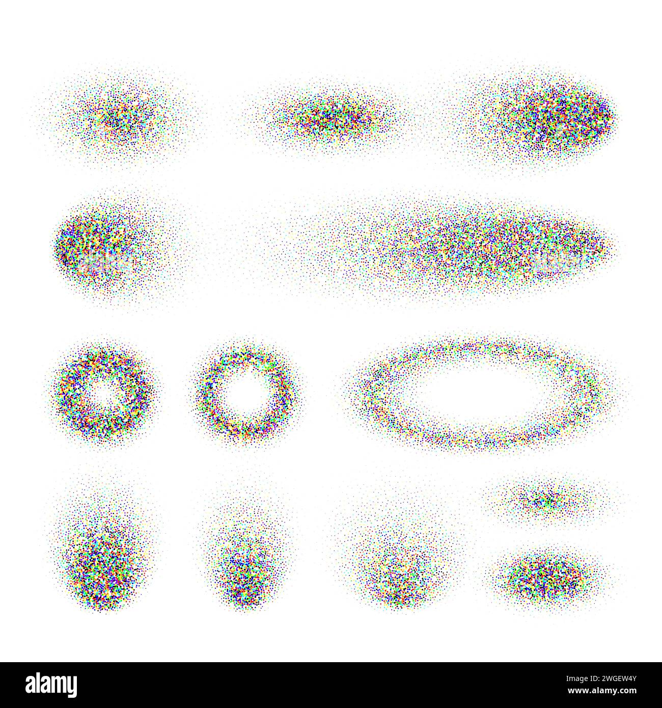 Stipple shadows set, dotted design elements. Fading gradient. Stippling ...