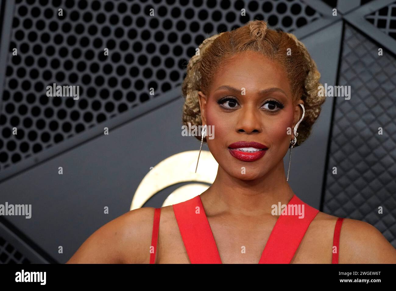 Laverne Cox arrives at the 66th annual Grammy Awards on Sunday, Feb. 4 ...