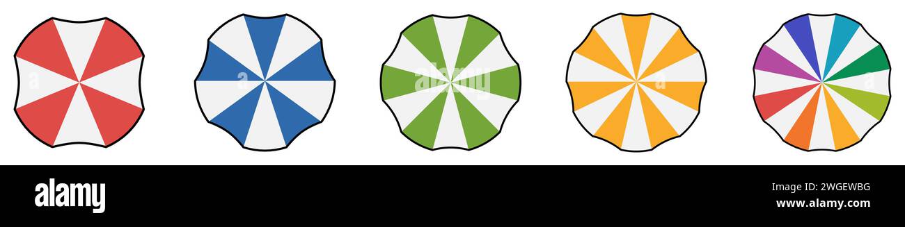 Circle like shape divided into equal segments forming colourful ...