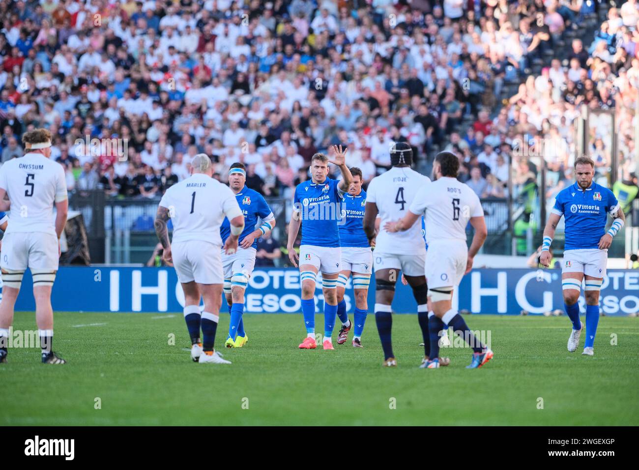 Federico Ruzza of Italy (C) during the Guinness Men's Six Nations 2024 ...