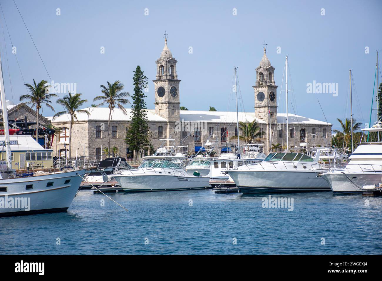 Historic Clocktower Shopping Mall Building across Dockyard Marina ...