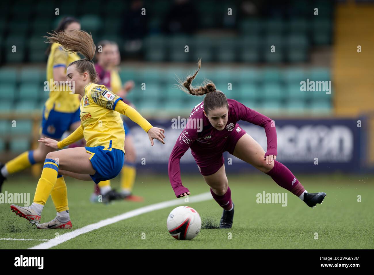 Barry, UK. 4th February 2024. Olivia Basham of Cardiff City Women is ...