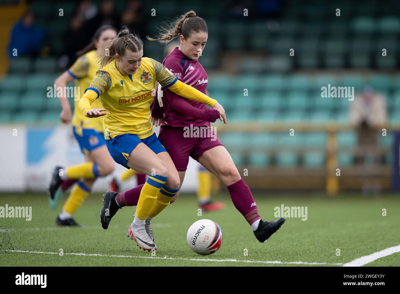 Barry, UK. 4th February 2024. Olivia Basham of Cardiff City Women is ...