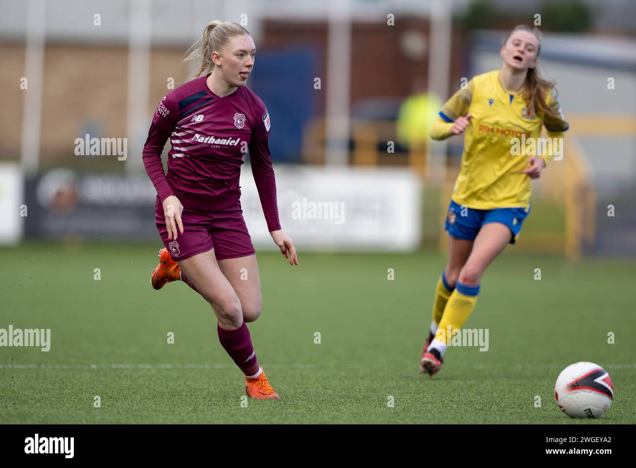 Barry, UK. 4th February 2024. Madison Lloyd of Cardiff City Women ...