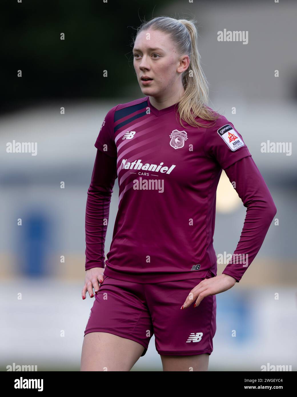 Barry, UK. 4th February 2024. Madison Lloyd of Cardiff City Women ...