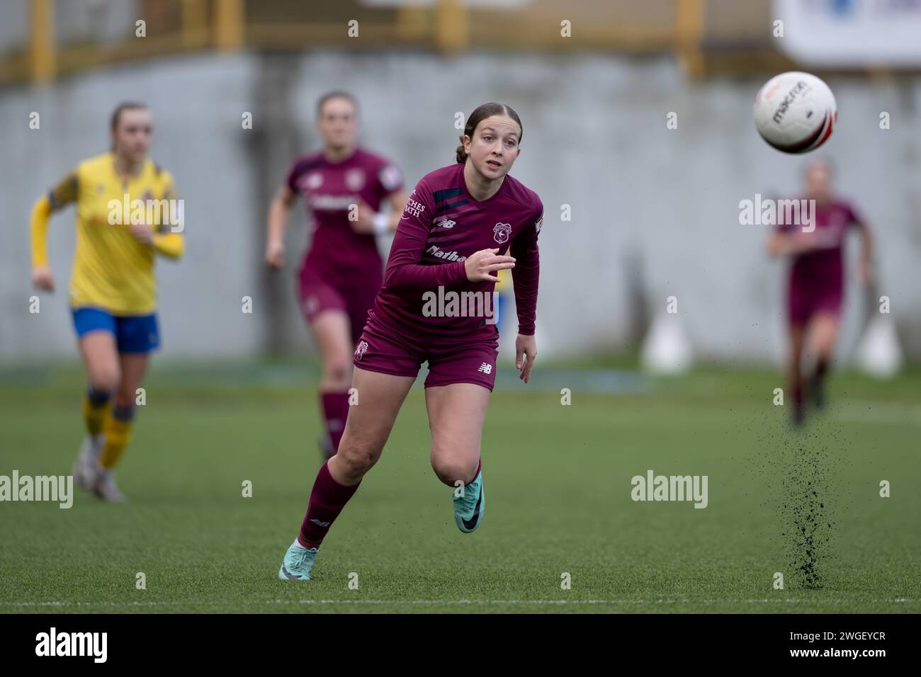 Barry, UK. 4th February 2024. Molly Kehoe of Cardiff City Women during ...
