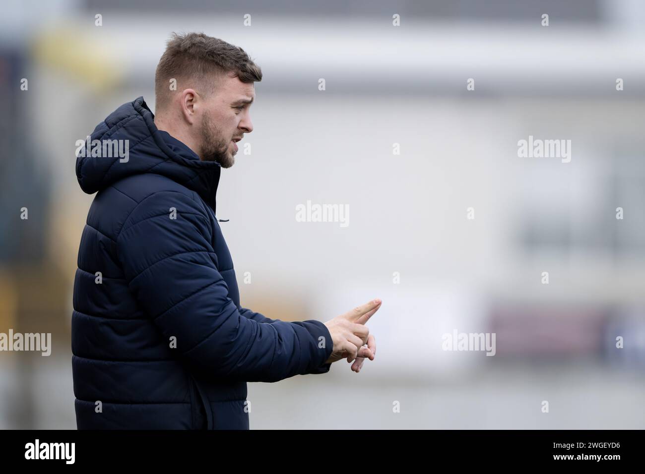 Barry, UK. 4th February 2024. Iain Darbyshire Manager of Cardiff City ...