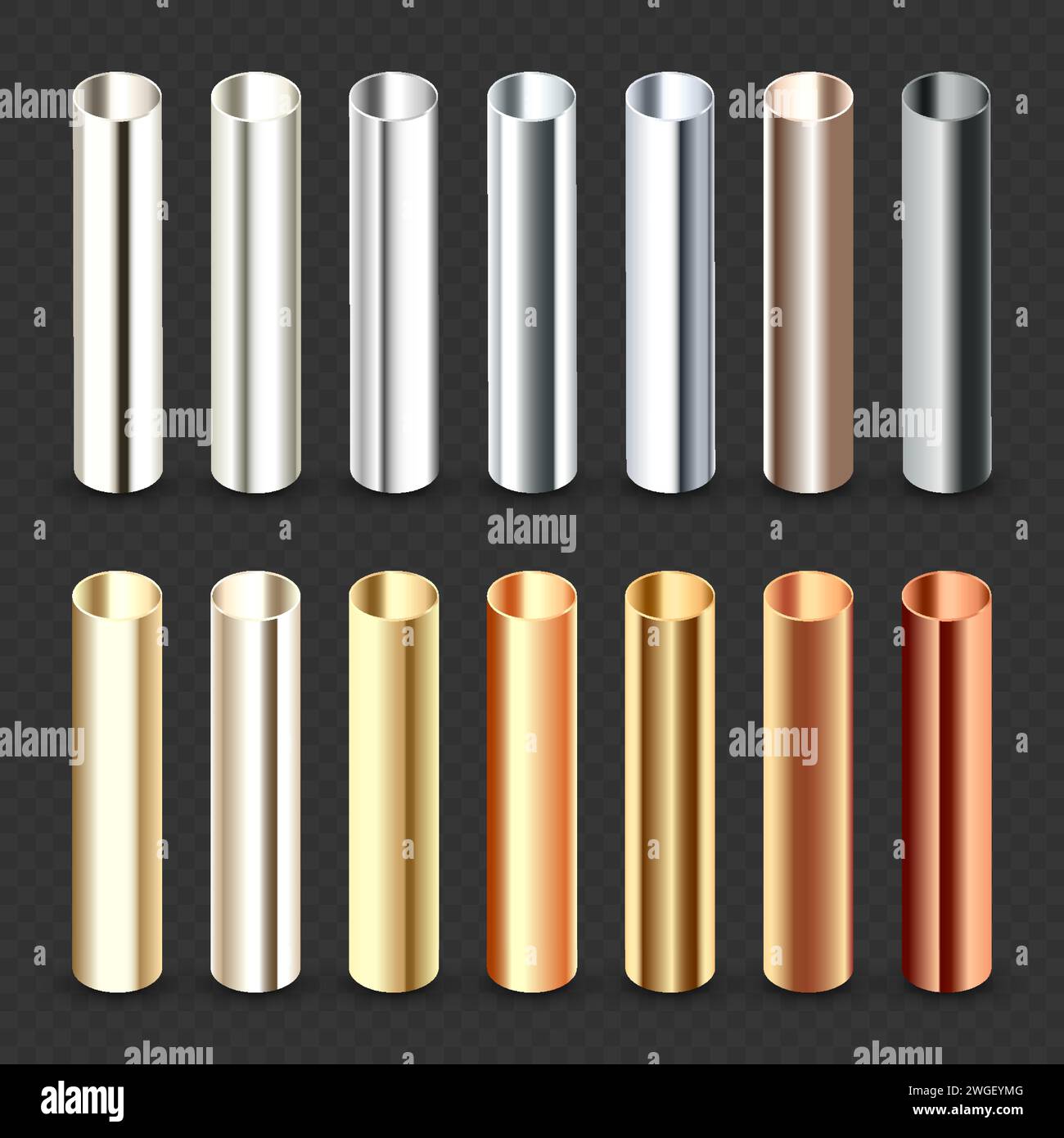 Steel and copper pipes collection. Construction material, pipeline ...