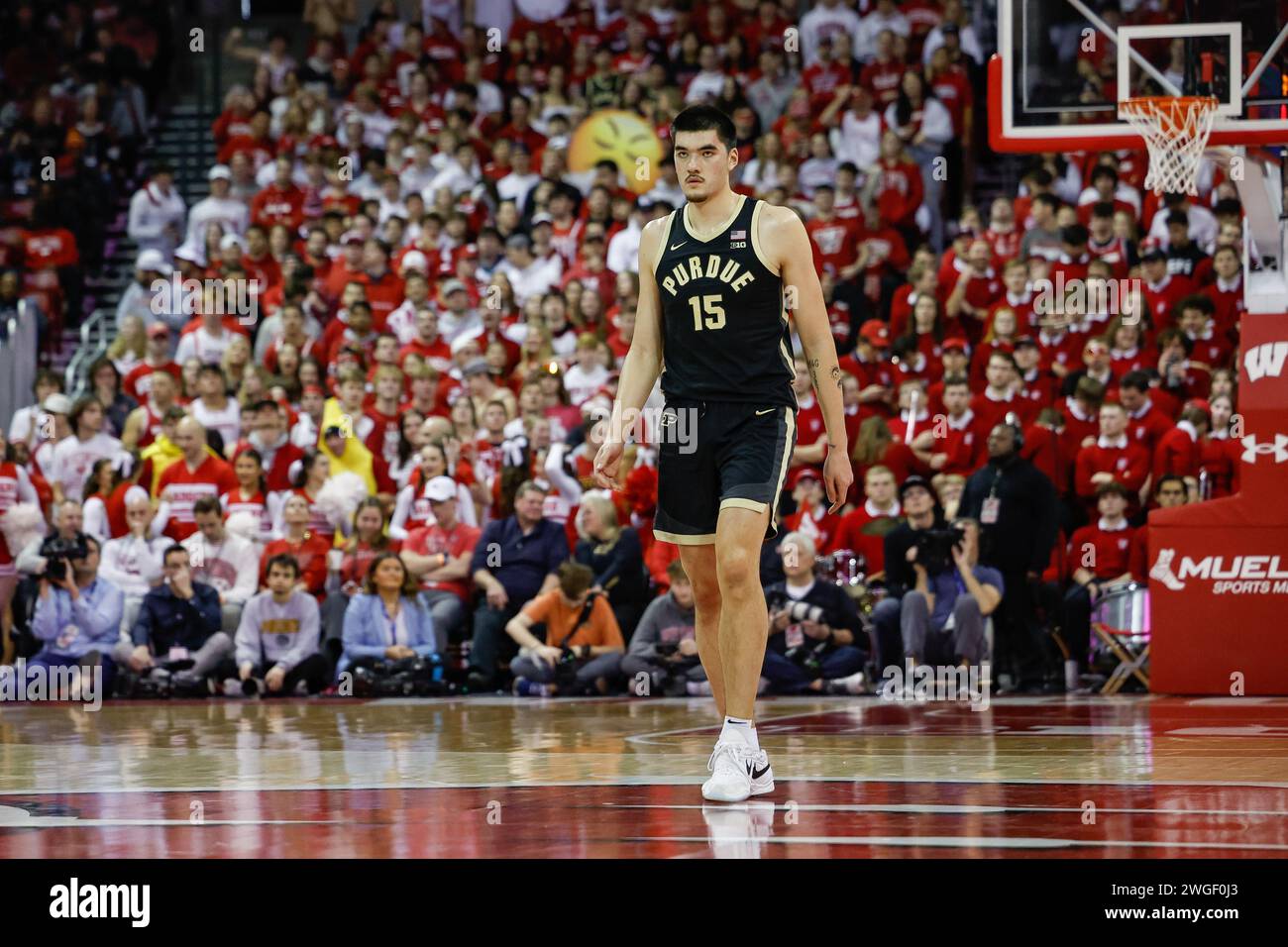 Madison, WI, USA. 4th Feb, 2024. Purdue Boilermakers center Zach Edey ...