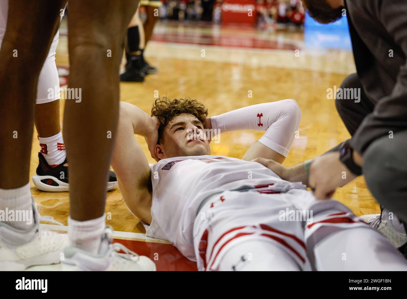 Madison, WI, USA. 4th Feb, 2024. Wisconsin Badgers guard Max Klesmit ...
