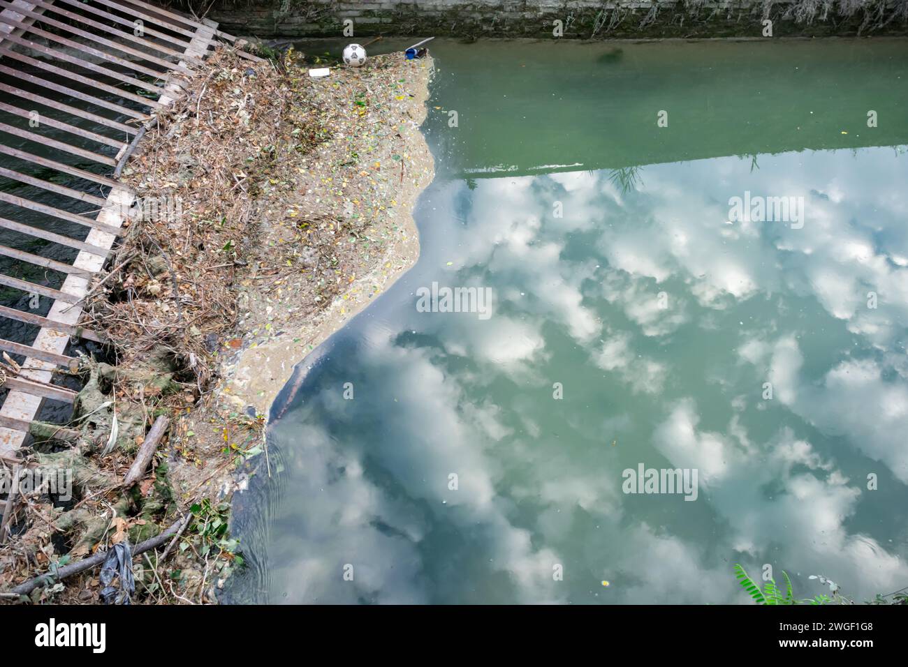 Polluted and dirty river consequence of city's human waste without ...