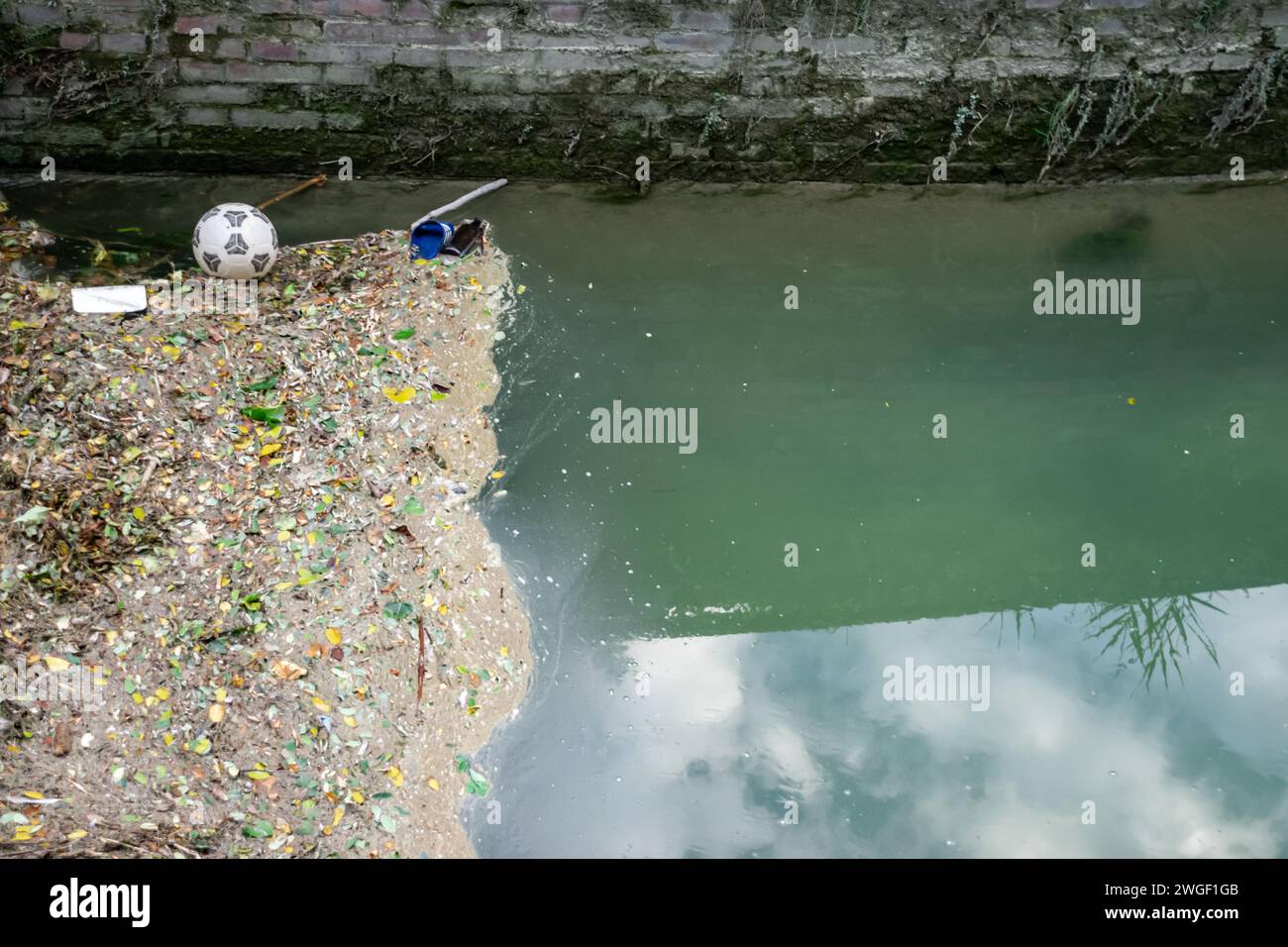 Polluted and dirty river consequence of city's human waste without ...