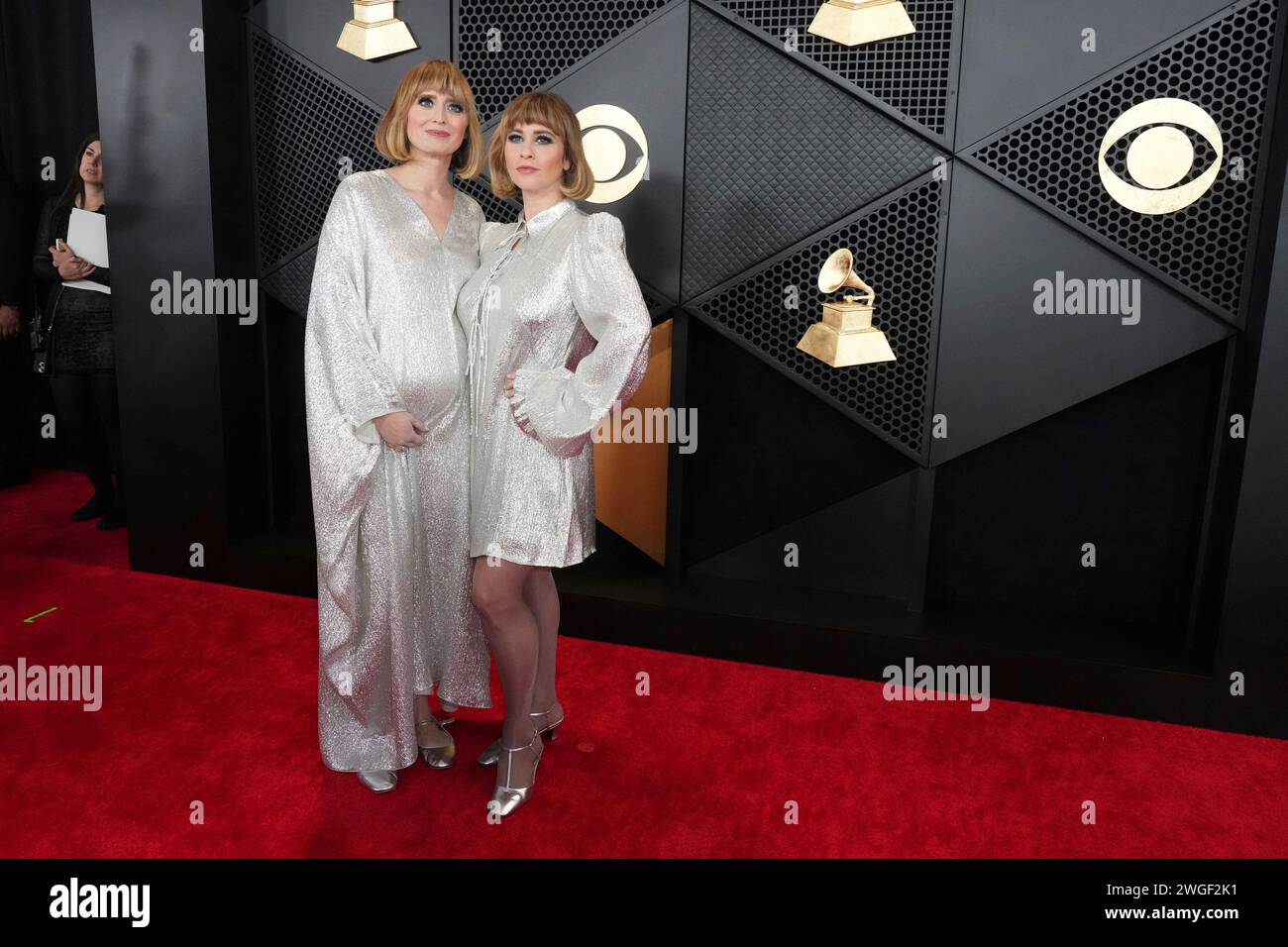 Jess Wolfe, left, and Holly Laessig of Lucius arrive at the 66th annual ...
