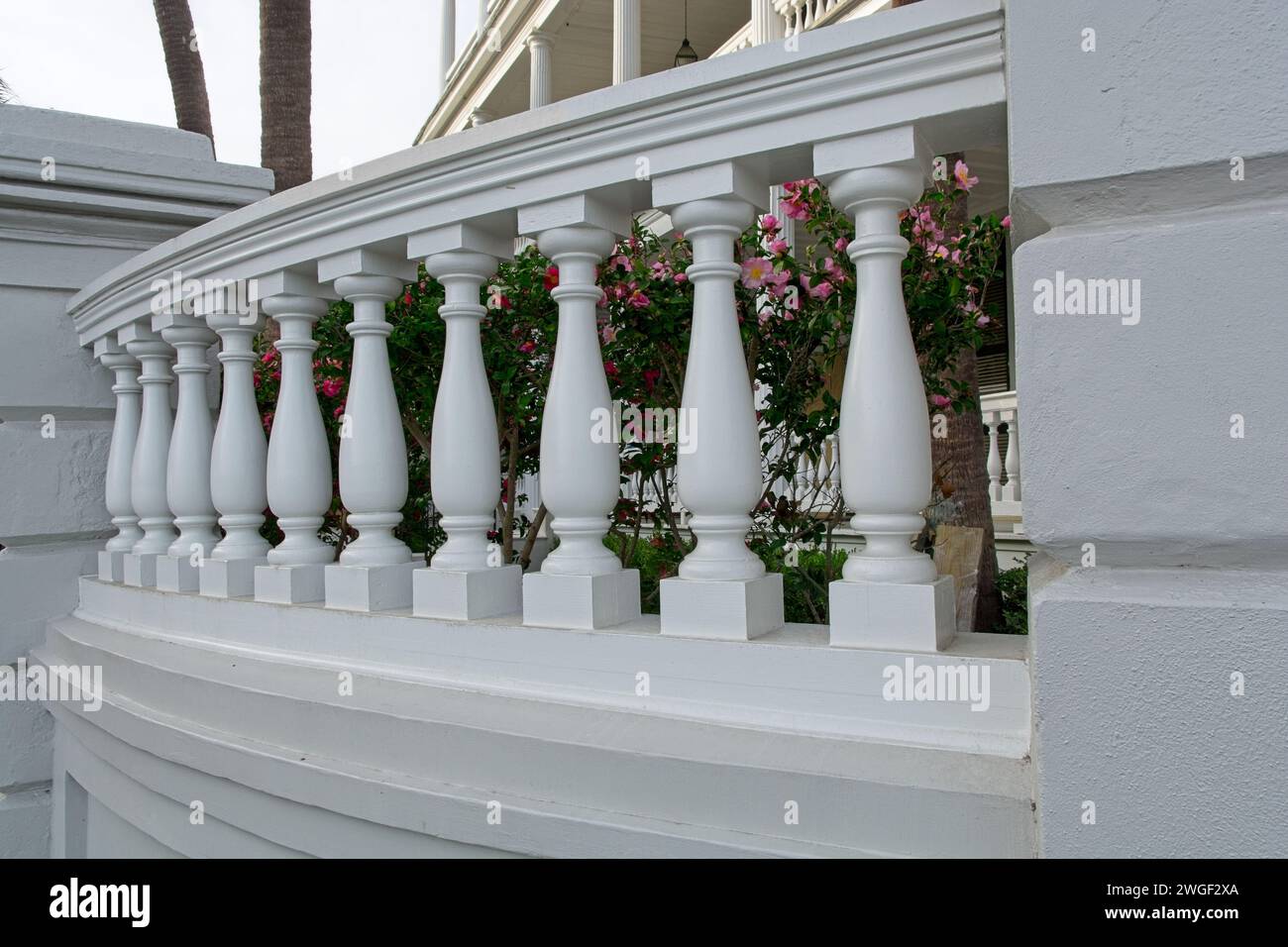 Detail view of balustrade of 1858 Louis De Saussure house in historic ...