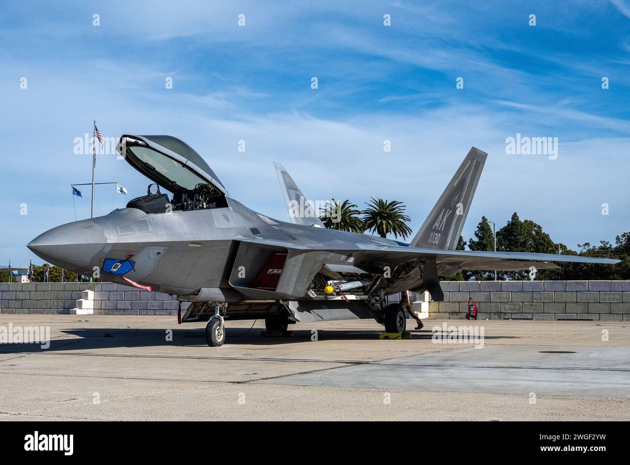 An F-22 Raptor deployed under the 525th Expeditionary Fighter Squadron ...